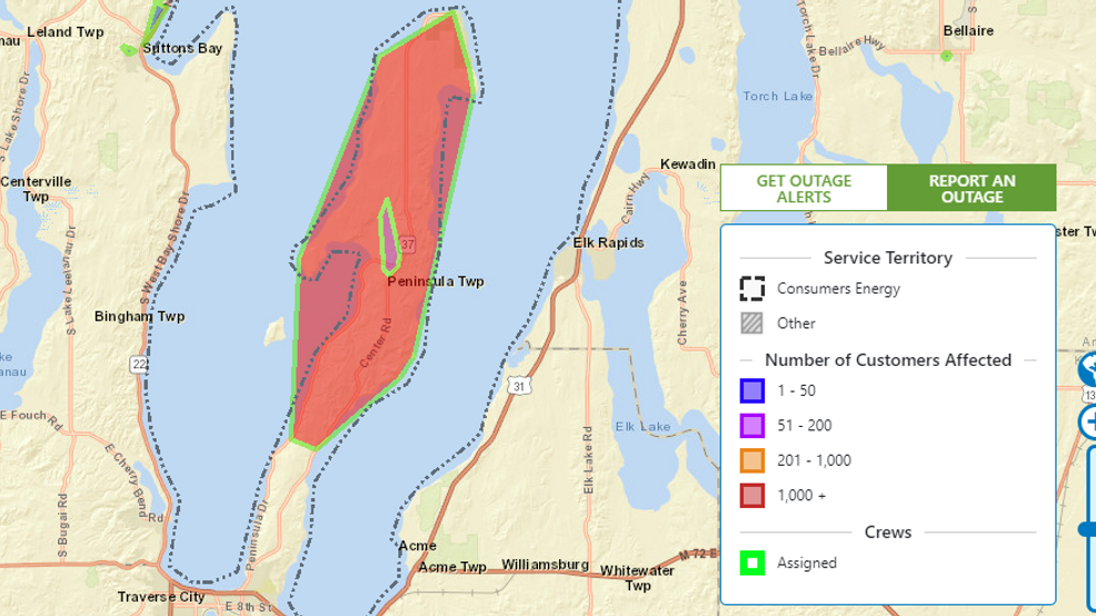 Power outages reported at Old Mission Peninsula, other northern ...